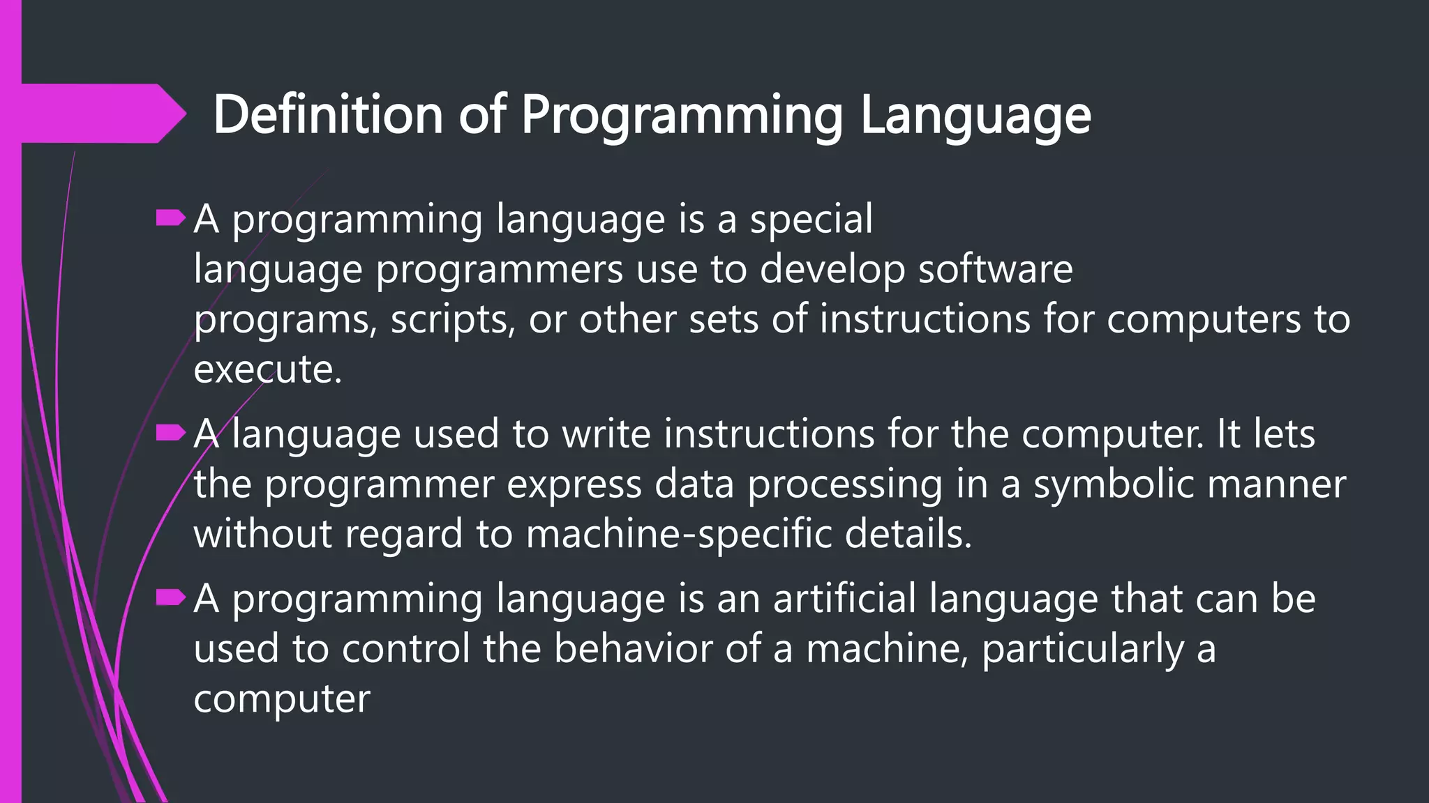 week 1 - INTRO TO PROGRAMMING.pptx | Programming Languages | Computing