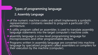 week 1 - INTRO TO PROGRAMMING.pptx | Programming Languages | Computing