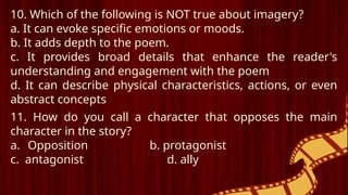 Poetry Descriptions and Imagery - ENGLISH 7 MATATAG QUARTER 1 WEEK 1 | PPTX