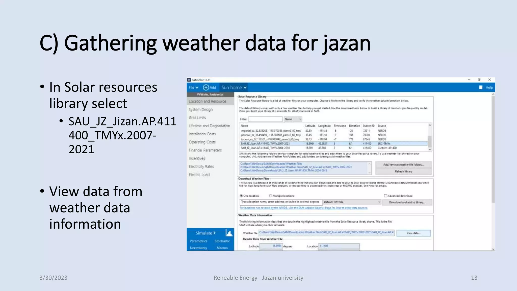 SAM renewable energy software - (system advisor model) | PPTX