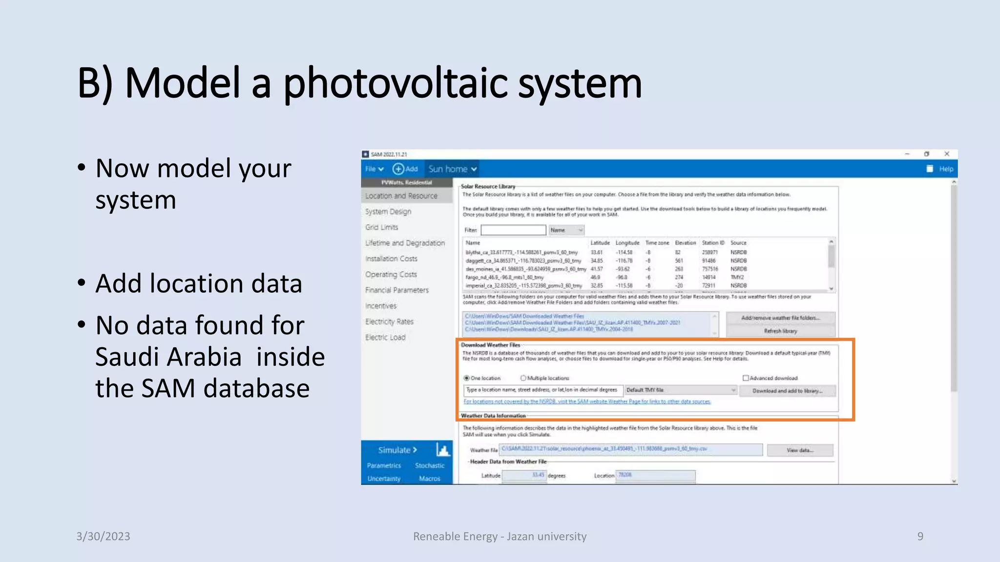 SAM renewable energy software - (system advisor model) | PPTX