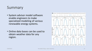 SAM renewable energy software - (system advisor model) | PPTX