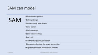 SAM renewable energy software - (system advisor model) | PPTX