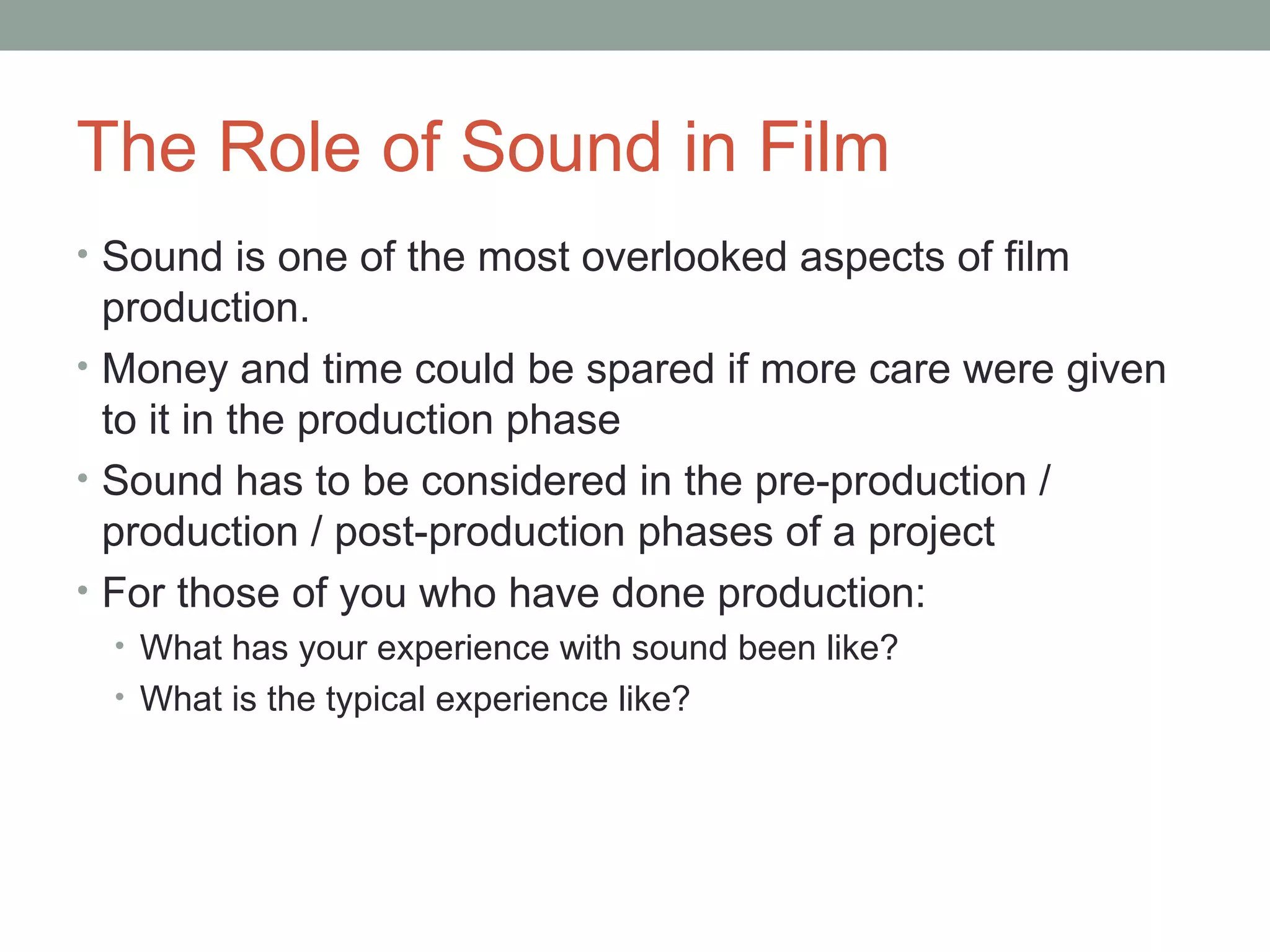 Intro to Film: Sound and Music | PPT