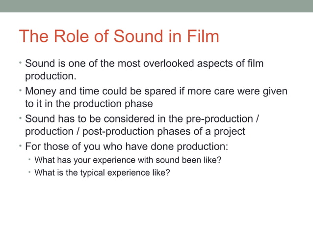 Intro to Film: Sound and Music | PPT