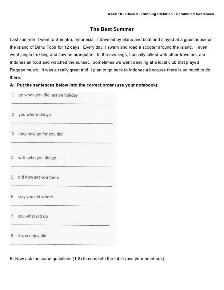 Week 10 Class 2 Running Dictation Scrambled Sentences week-10-class-2-running-dictation-scrambled-sentences
