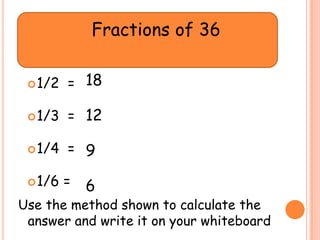 Finding Fractions of Numbers | PPT