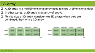 Week 10 - Lecture 27 - 3D Arrays.pptx