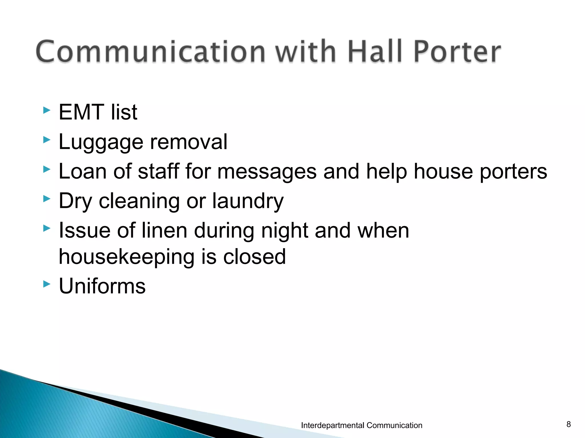 Communication with housekeeping | PPT