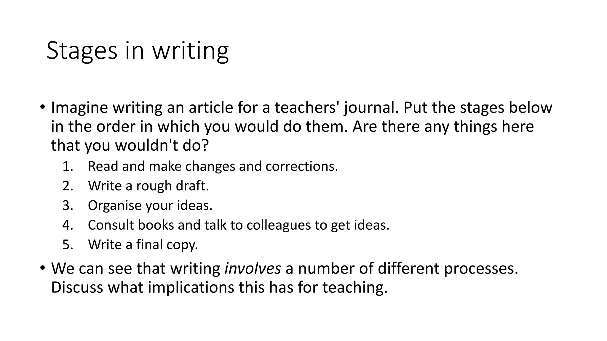 ELT201 Week 10 teaching writing | PDF