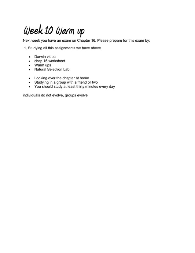 Week 10 warm up | PDF