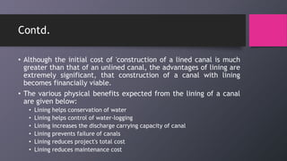 Sediment Transport • The Earthen Canal Section • Lined Canals & Its ...