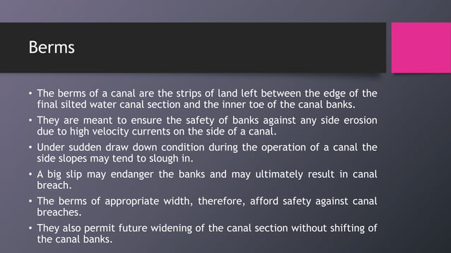 Sediment Transport • The Earthen Canal Section • Lined Canals & Its ...