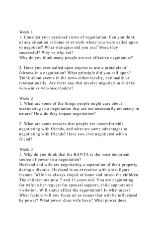 Week 11. Consider your personal views of negotiation. Can you th.docx