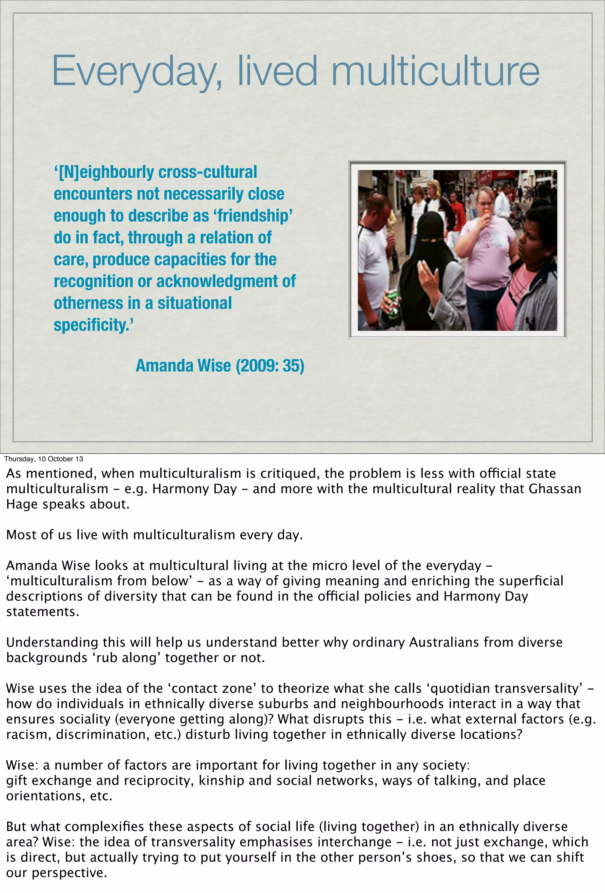 Everyday multiculturalism