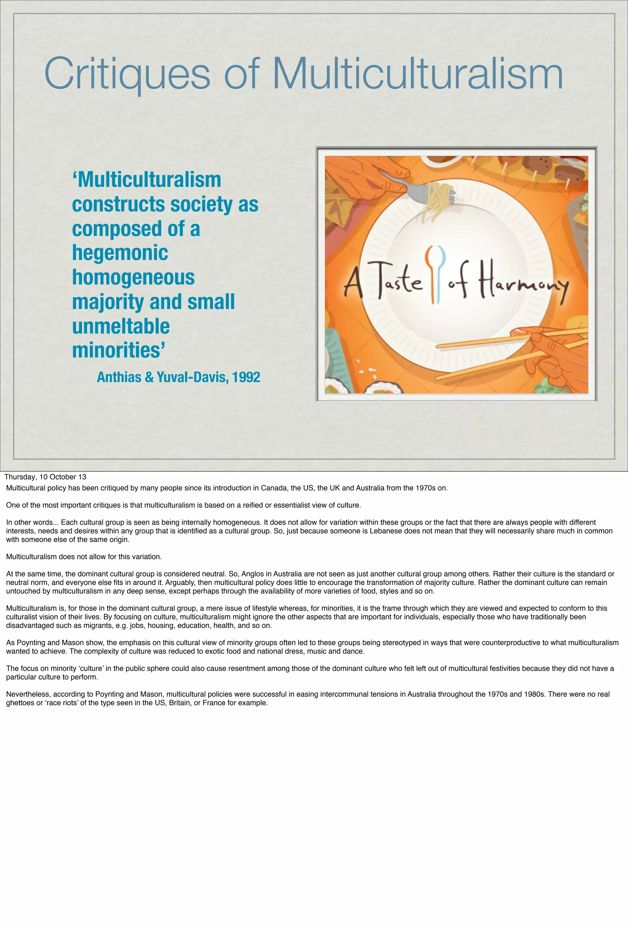 Everyday multiculturalism