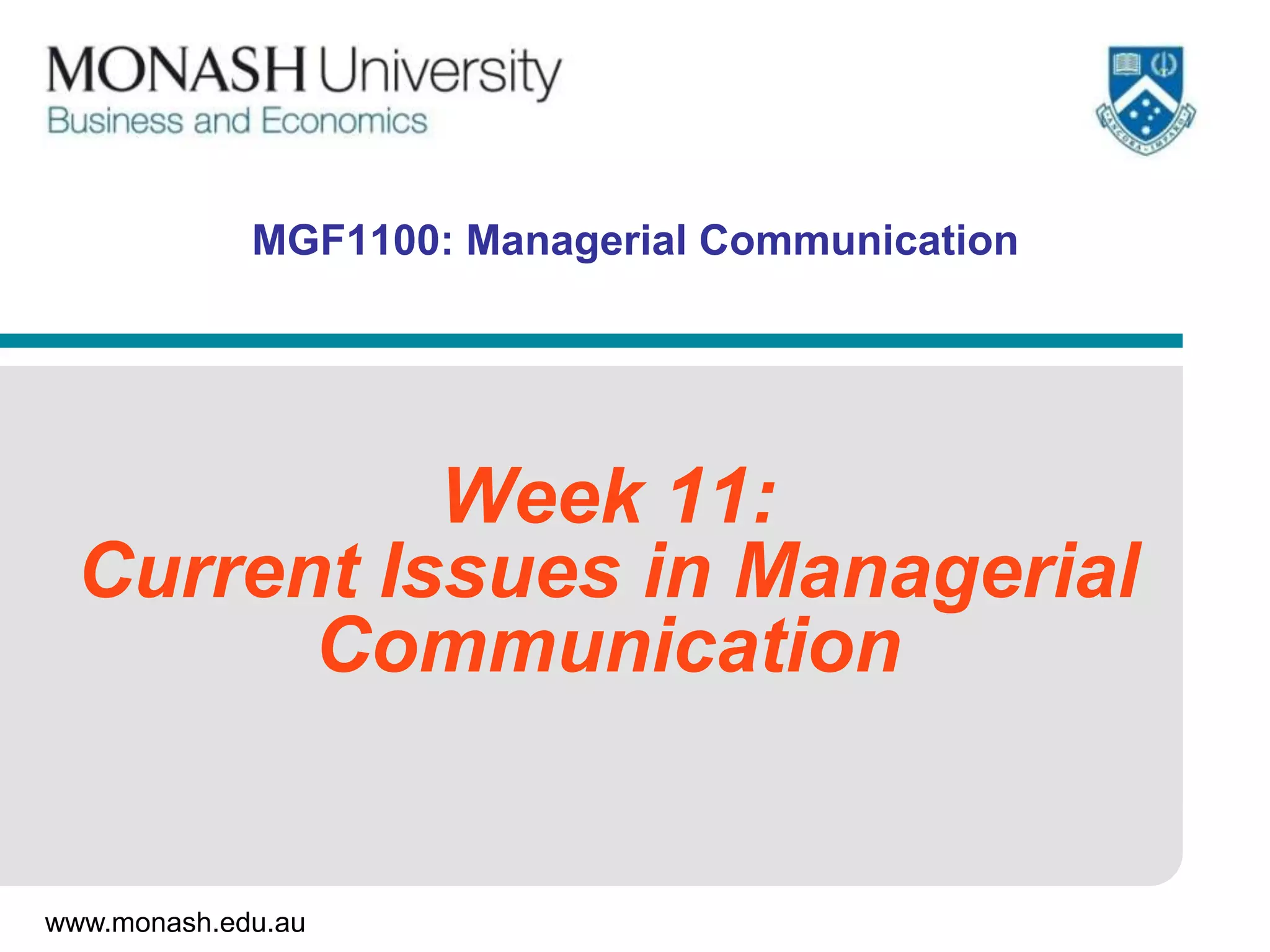 Week 11 Managerial Communication | PPTX
