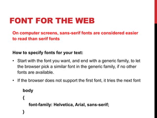Week 12 CSS Font - family | PPTX
