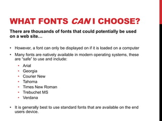 Week 12 CSS Font - family | PPTX | Web Design and HTML | Internet