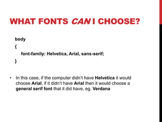 Week 12 CSS Font - family | PPTX | Web Design and HTML | Internet