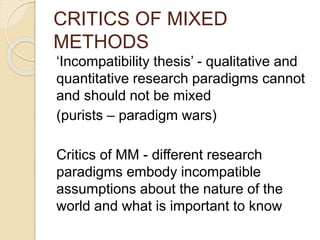 Week 12 mixed methods | PPTX | Science