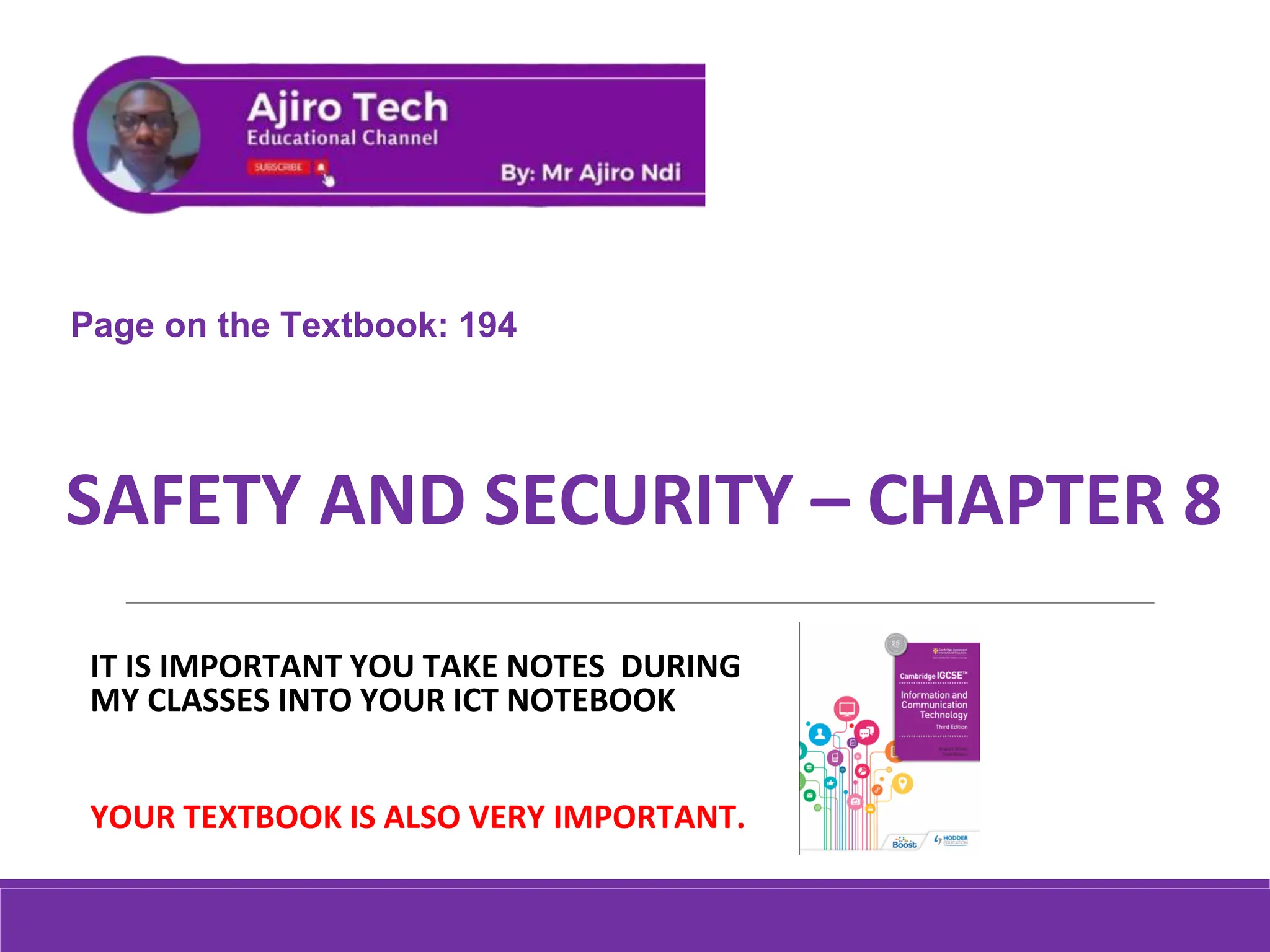 IGCSE ICT - Safety and Security - Ajiro Tech | PDF