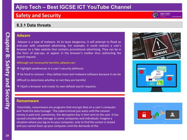 IGCSE ICT - Safety and Security - Ajiro Tech | PDF