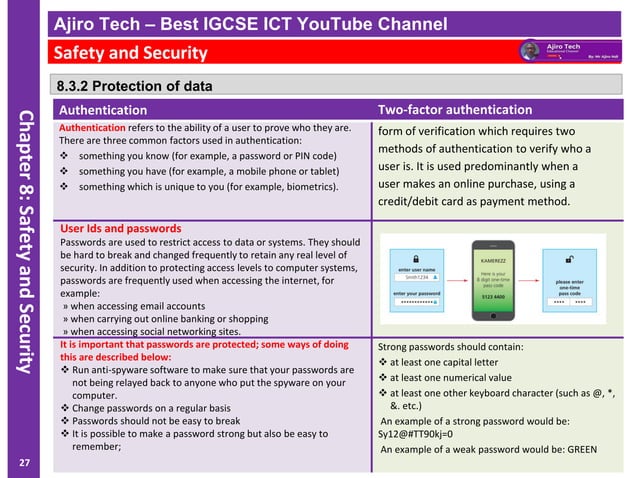 IGCSE ICT - Safety and Security - Ajiro Tech | PDF