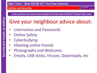 IGCSE ICT - Safety and Security - Ajiro Tech | PDF