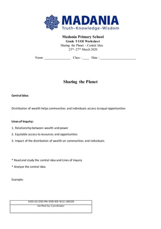 uoi - central idea | DOCX