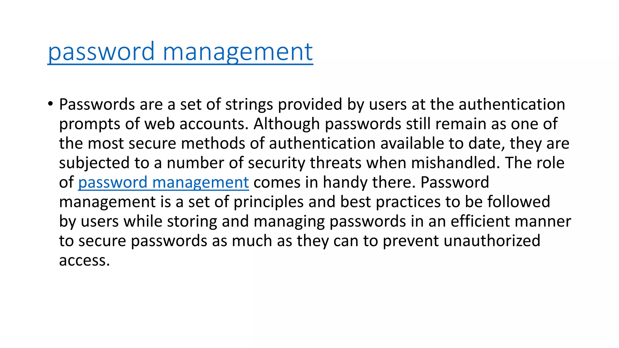 information security (Audit mechanism, intrusion detection, password ...
