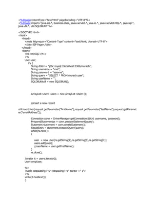 Week 12 code | DOCX | Databases | Computer Software and Applications
