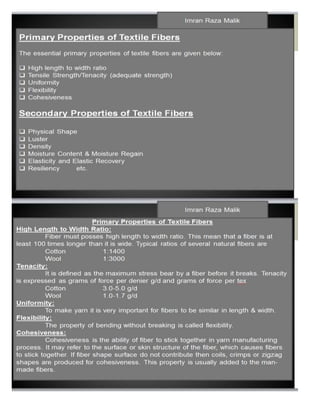 Lecture of textile fiber introduction for students | DOCX