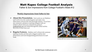 Matt Kupec College Football Analysis Week #12 | PPT