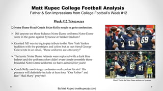 Matt Kupec College Football Analysis Week #12 | PPT