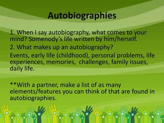 Writing autobiographies - Mandela's diary | PPT