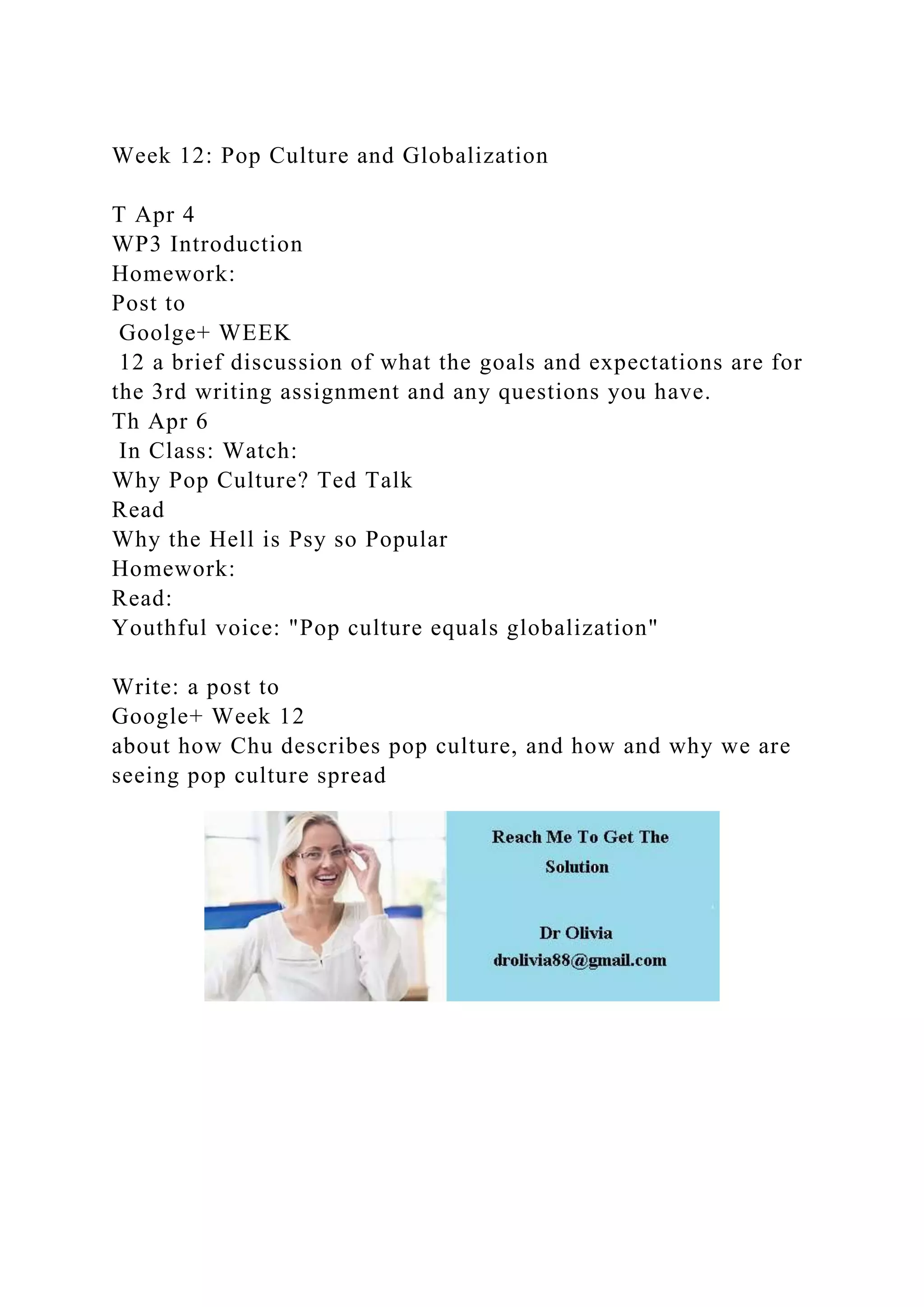 Week 12 Pop Culture and GlobalizationT Apr 4WP3 Introduction .docx