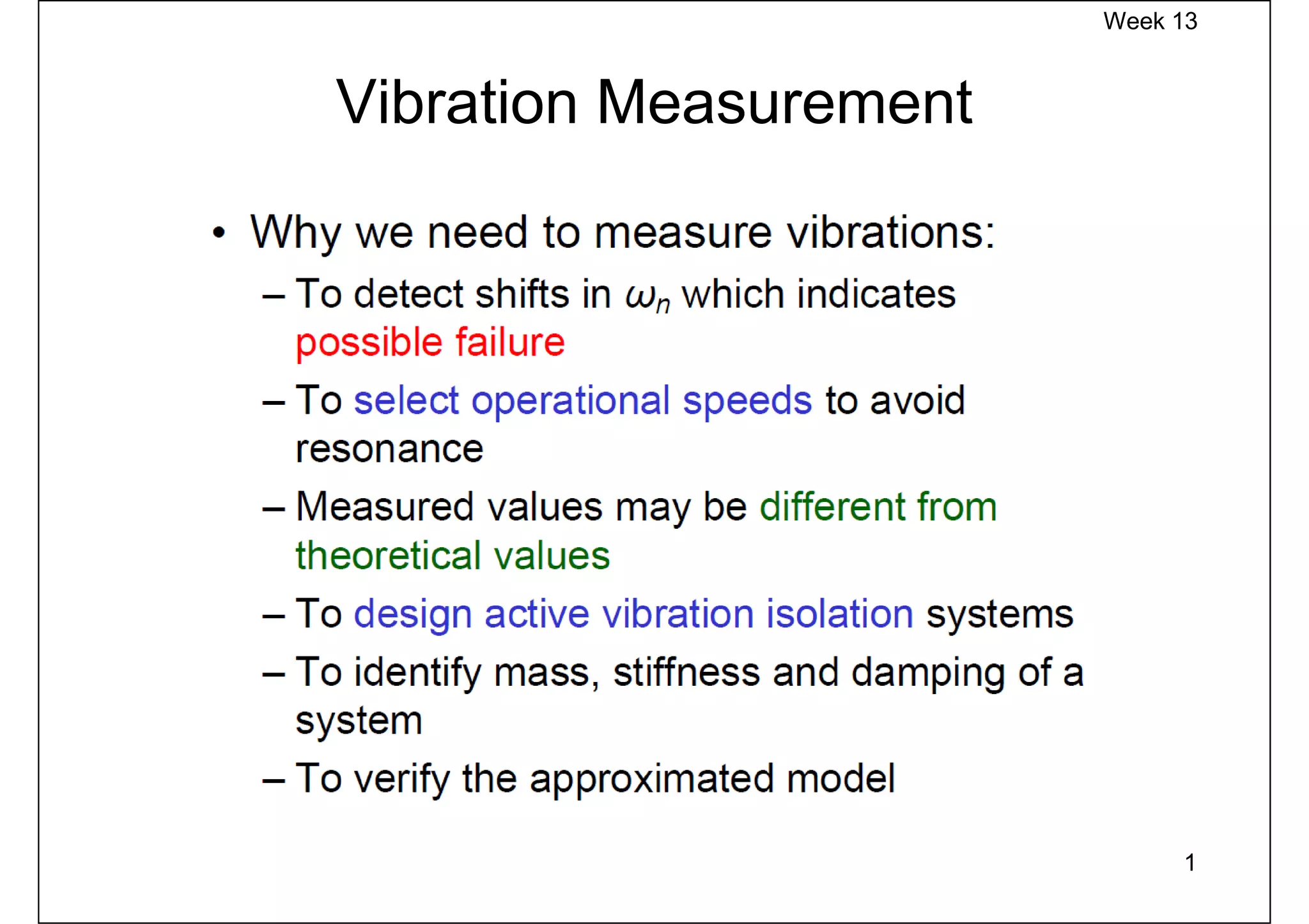 Week 13 vibration measurements | PPT