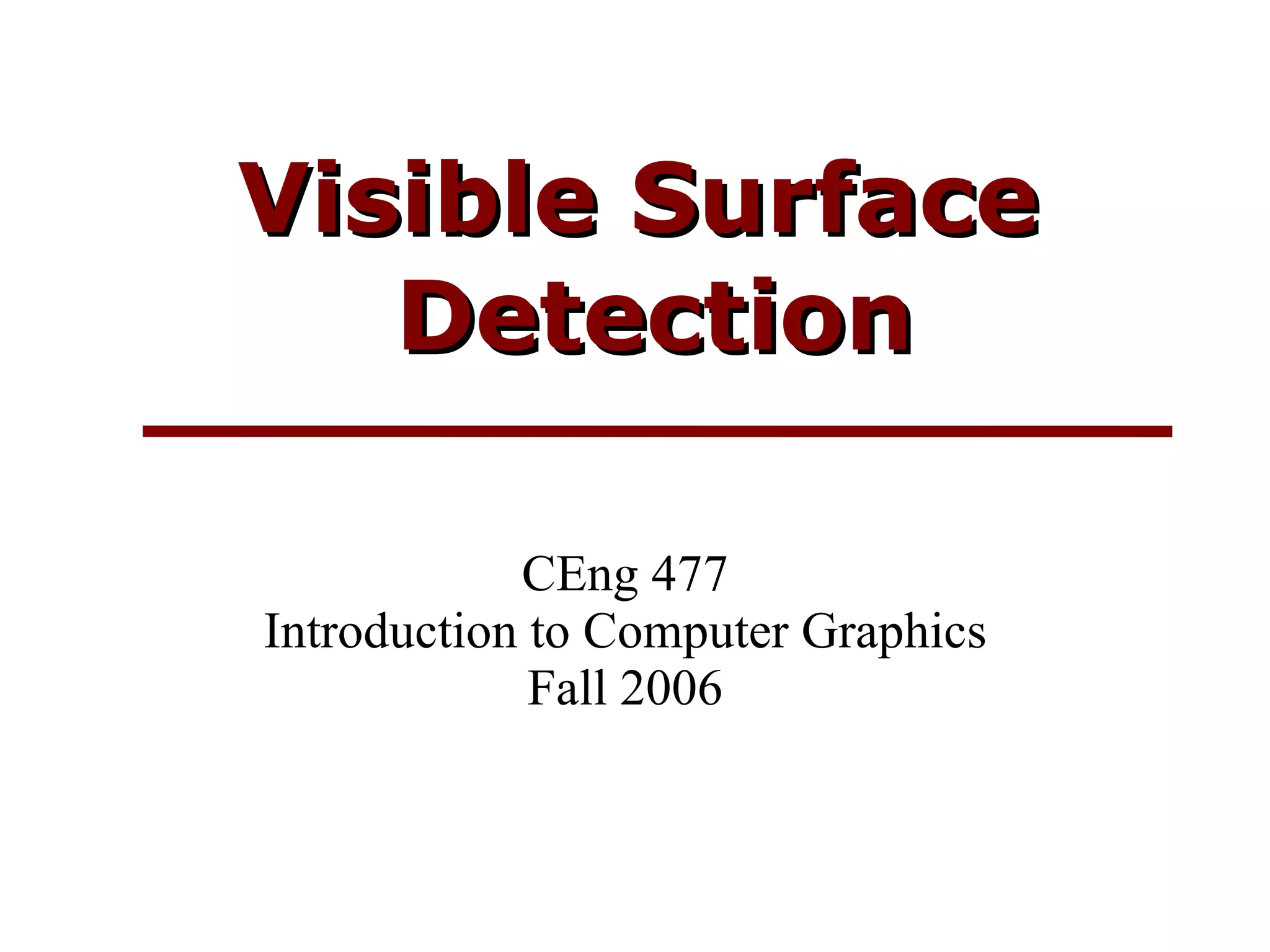 Visible Surface Detection Ppt 3 D Graphics Computer Software And 3386
