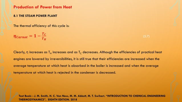 Thermodynamyc Enginering. Chapter 8: PRODUCTION OF POWER FROM HEAT | PDF