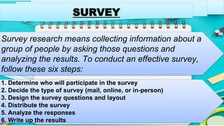 WEEK 14- PRINCIPLES AND USES OF SURVEYS, EXPERIMENTS AND SCIENTIFIC ...