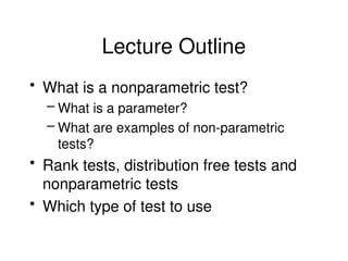 Non-parametric methods of data analysis for non normal data | PPT