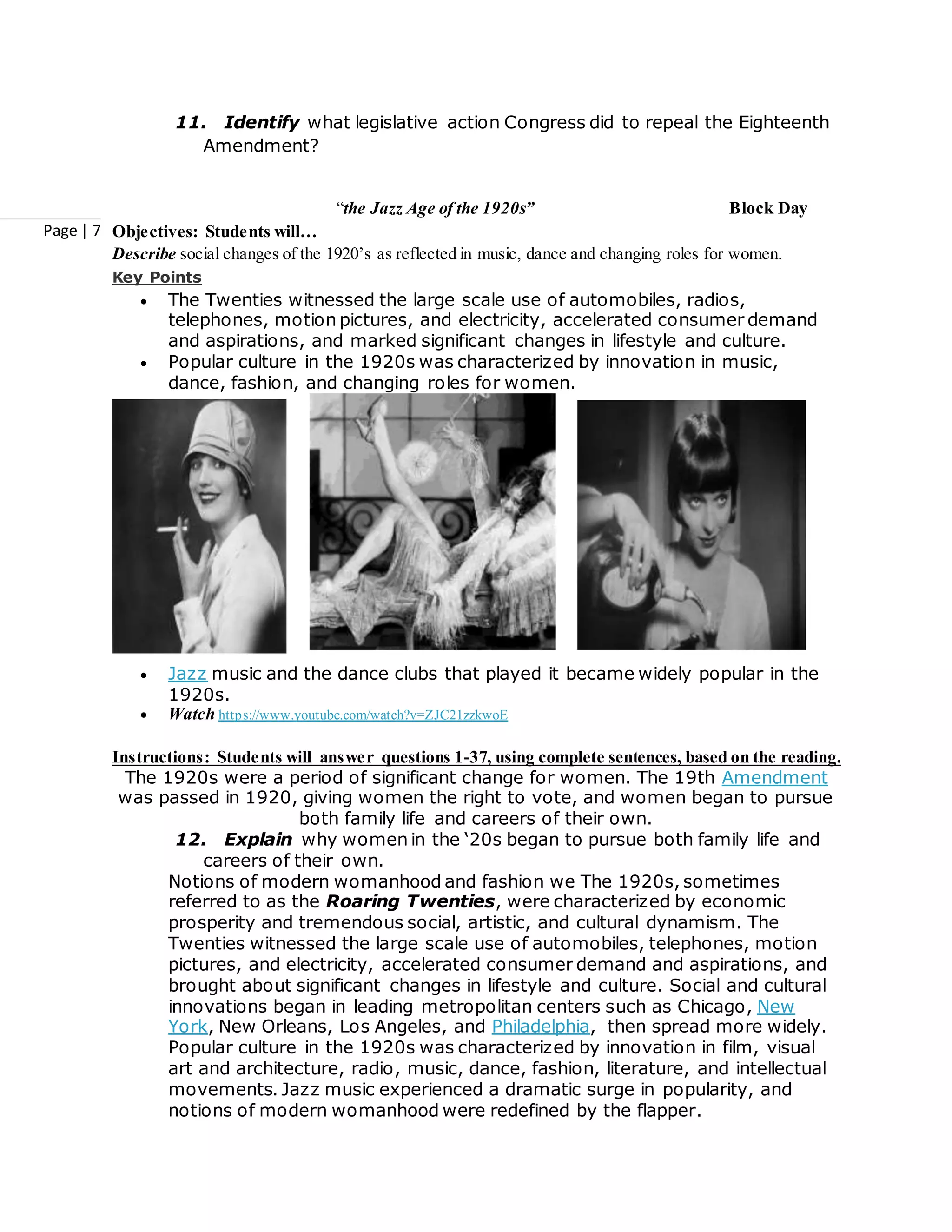 The Roaring Twenties; Prohibition 18th amendment roaring 20's and the ...