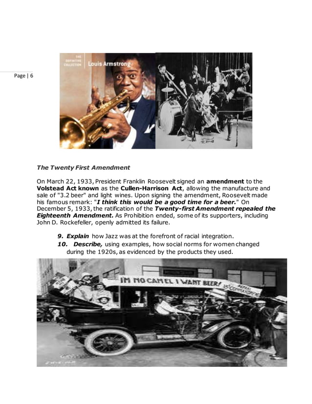 The Roaring Twenties; Prohibition 18th amendment roaring 20's and the ...