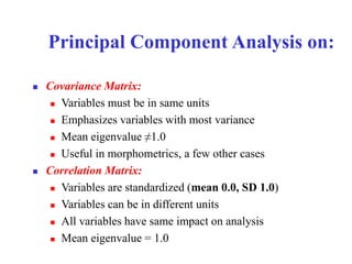Statistical analysis information about PCA or principles component ...