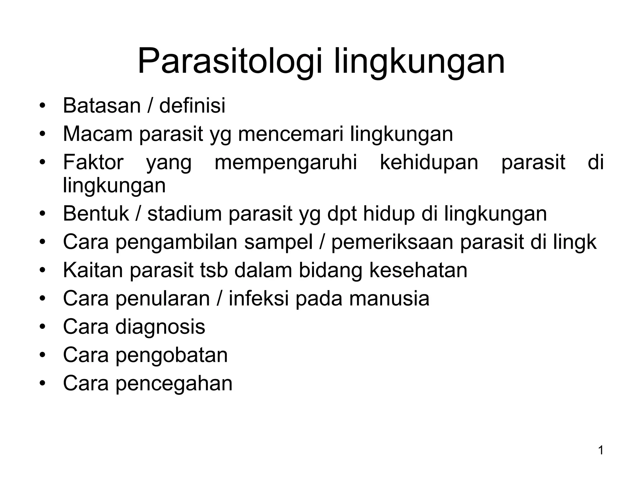 Week 15 parasitologi lingkungan | PPTX
