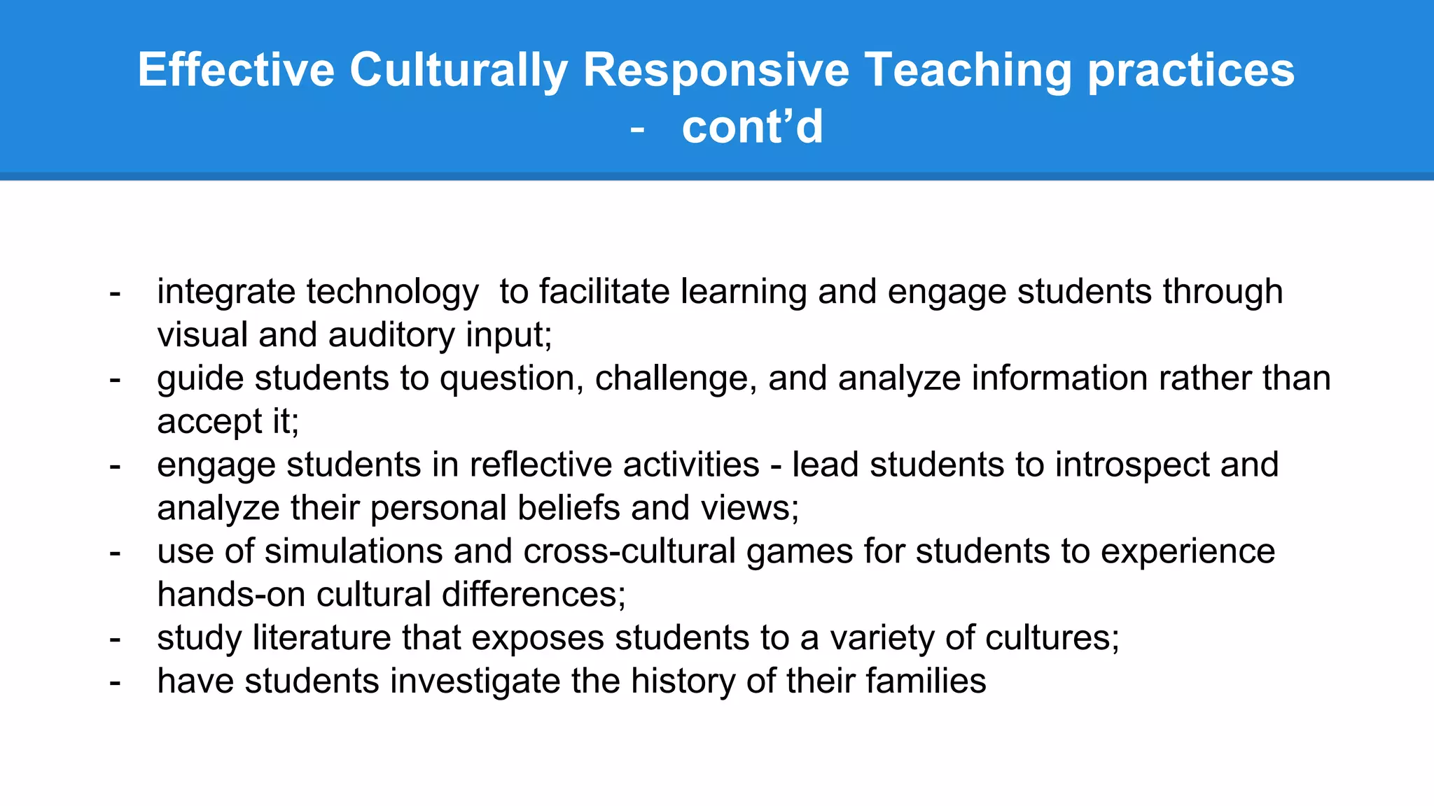 Week 15 presentation - culturally responsive teaching | PDF