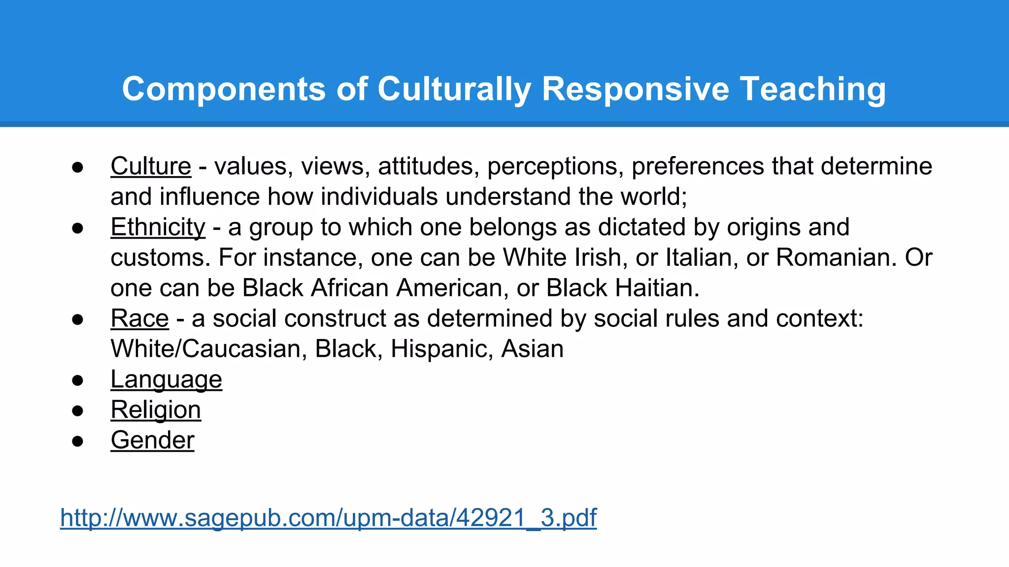 Week 15 presentation - culturally responsive teaching | PDF