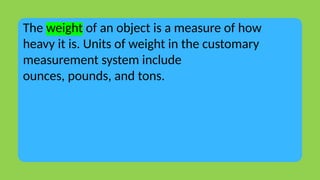 WEEK 1 6 Convert Units of Length, Capacity, Weight and Mass Problem ...