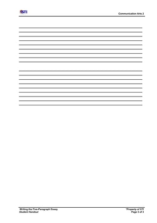 comart2: writing the five-paragraph essay | PDF